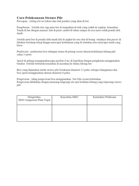 Metode Pekerjaan Strauss Pile Pdf
