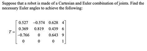 Solved Suppose That A Robot Is Made Of A Cartesian And Euler