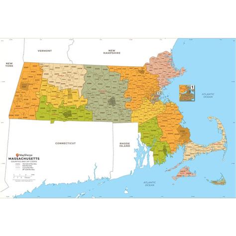 Massachusetts Zip Code Map With Counties Extra Large Stanfords
