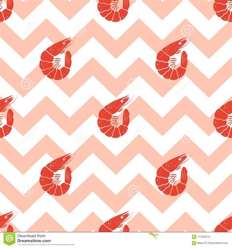 Pattern With Shrimp Stock Vector Illustration Of Seafood 117855513