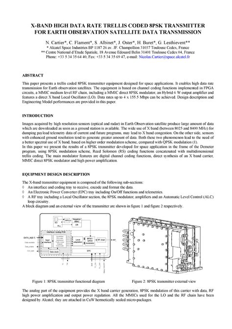 Pdf X Band High Data Rate Trellis Coded 8psk Transmitter For Earth