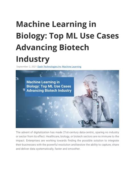 PPT Machine Learning In Biology Top ML Use Cases Advancing Biotech Industry PowerPoint