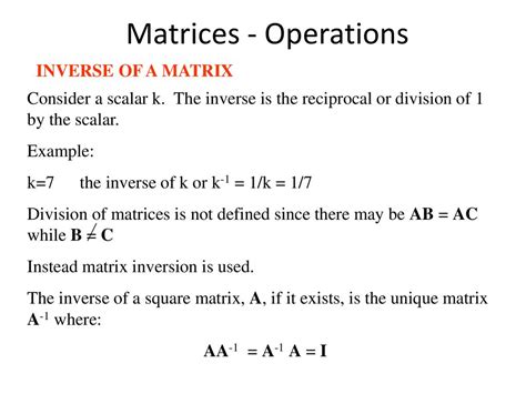 Matrices - Operations INVERSE OF A MATRIX - ppt download