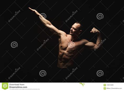 Strong Athletic Man Showes Naked Muscular Body Stock Photo Image Of Healthy Macho