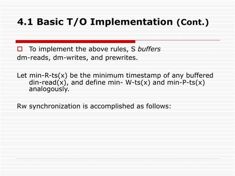 Ppt Part 4 Synchronization Techniques Based On Timestamp Ordering