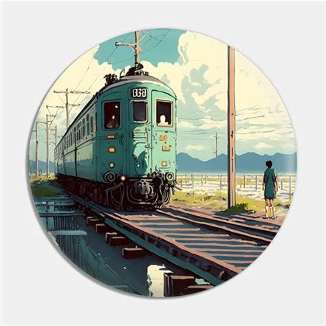 Retro Anime Style Night View Old Japanese Train Anime Pin Teepublic