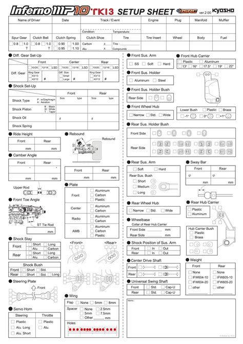 Blank Sprint Car Setup Sheet