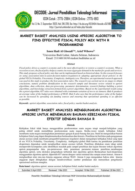 Pdf Market Basket Analysis Using Apriori Algorithm To Find Effective Fiscal Policy Mix With R