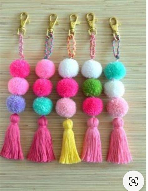 Colorful Pom Pom Keychains Wollen Keychain Ideas Pompom Keychain Diy Pom Keychain Inspiration