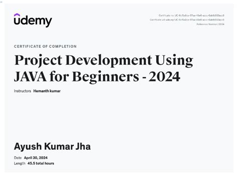 Completed A Java Development Course Ayush Kumar Jha Posted On The