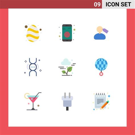 Set Of 9 Commercial Flat Colors Pack For Cloud Life Tag Inheritance Dna Editable Vector Design