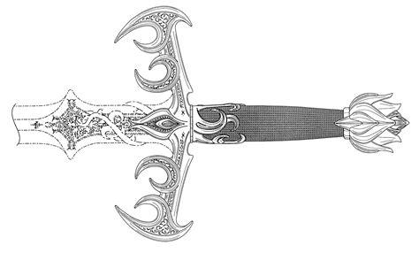 Hilt Drawing Dagger And Scabbard Drawing Dagger Handle Drawing