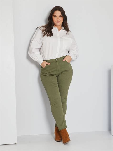 Skinny Broek Donkergroen Kiabi