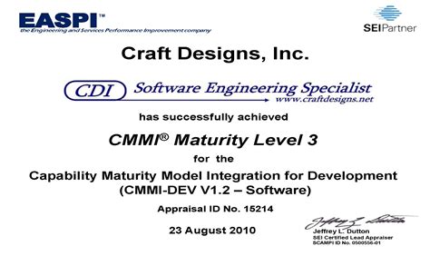 Cmmi Dev Ml3 2010 Craft Designs Inc