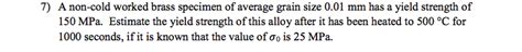 Solved A Non Cold Worked Brass Specimen Of Average Grain