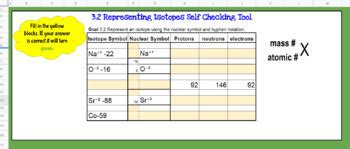Representing Isotopes Self Checking Google Sheet By QChemistry