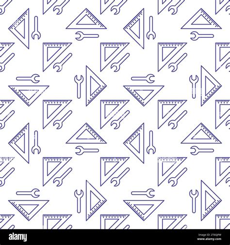 Triangular Ruler With Wrench Vector Concept Thin Line Seamless Pattern Stock Vector Image And Art