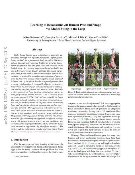 Learning To Reconstruct 3d Human Pose And Shape Via Model Fitting In The Loop Deepai