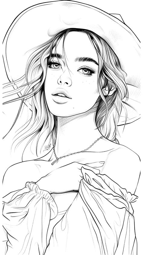 Top Model Elegantti Tyyli Värityskuva Lataa Tulosta Tai Väritä