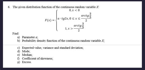 Solved The Given Distribution Function Of The Continuous Chegg