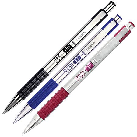 Zebra Pen F 301 Stainless Steel Retractable Ballpoint Pens Pack Of 4
