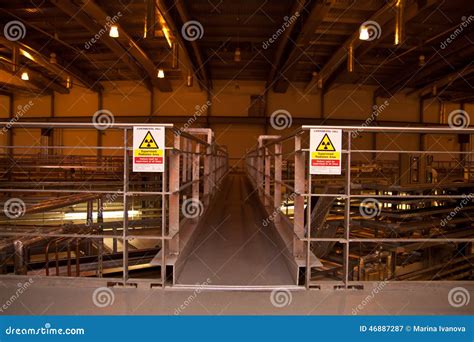 Indoor Parts Of Small Particle Accelerator With Radiation Signs Stock Image Image Of Particle