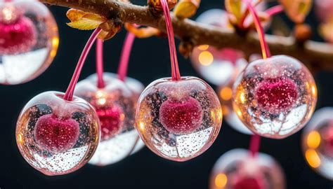 Стеклянные вишни с видимой косточкой внутри · бесплатная фотография от