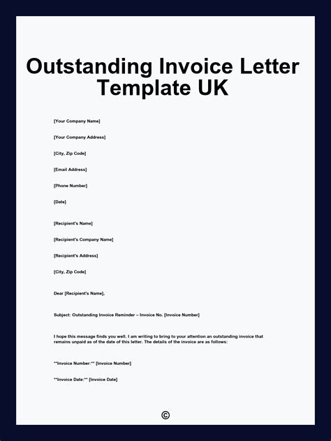 Outstanding Invoice Letter Template Uk