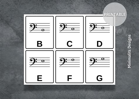Bass Clef Flash Cards Printable Music Note Flash Cards Bass Clef