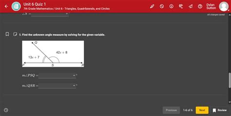 5 Find the unknown angle measure by solving | StudyX