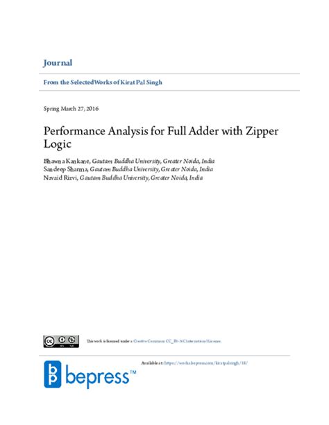 Pdf Performance Analysis For Full Adder With Zipper Logic