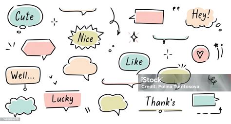 풍선 텍스트 프레임 장식 세트입니다 간단한 손으로 그린 펜 라인 말풍선 구름 텍스트 테두리를 위한 풍선 프레임 우아한 대화 풍선 제목 제목을 낙서합니다 벡터 Brand