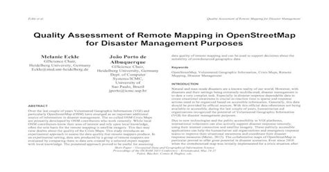 pdf quality assessment of remote mapping in openstreetmap for