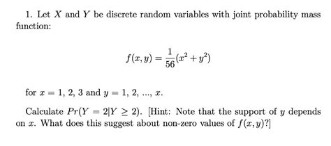 solved 1 let x and y be discrete random variables with