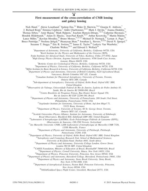 pdf first measurement of the cross correlation of cmb lensing and