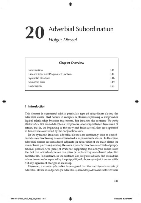 Pdf Adverbial Subordination