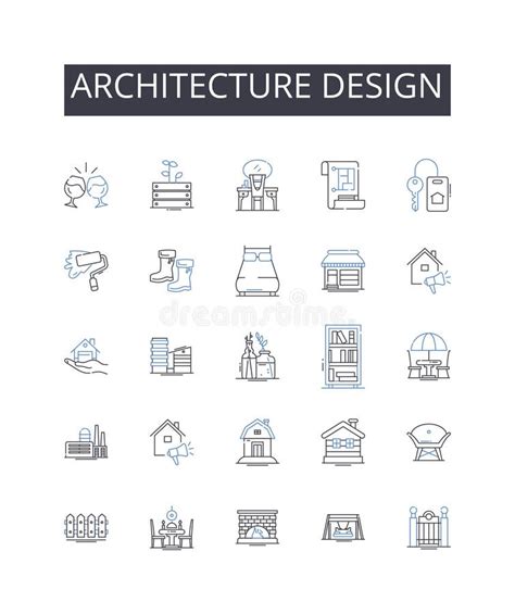 Architecture Design Line Icons Collection Building Design Structural