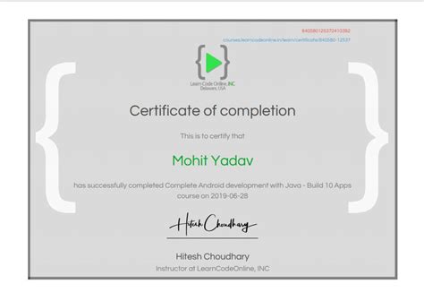 Mohit Yadav On Linkedin Androiddevelopment Certification Learncodeonline