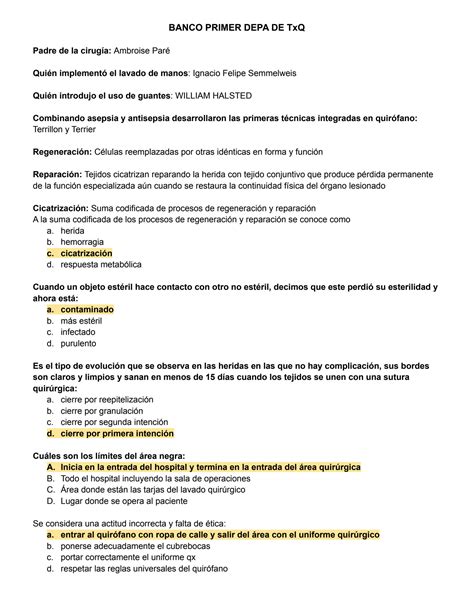 SOLUTION: Examen tecnicas quirurgicas - Studypool