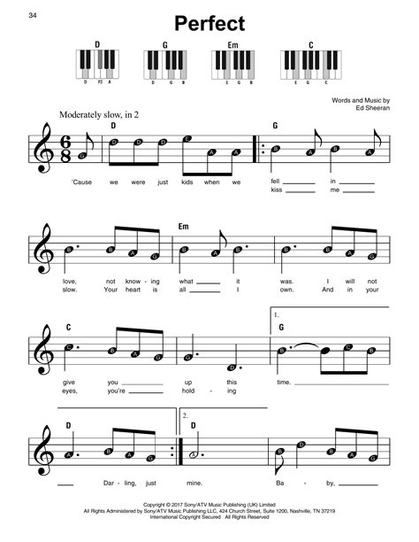 Perfect By Ed Sheeran Sheet Music For Super Easy Piano At Sheet Music