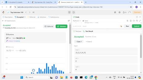kiruthika r on linkedin day 64 of my leetcode challenge is done today