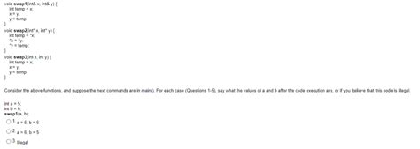 Solved Void Swap1 Intand X Intand Y Int Temp X X Y Y