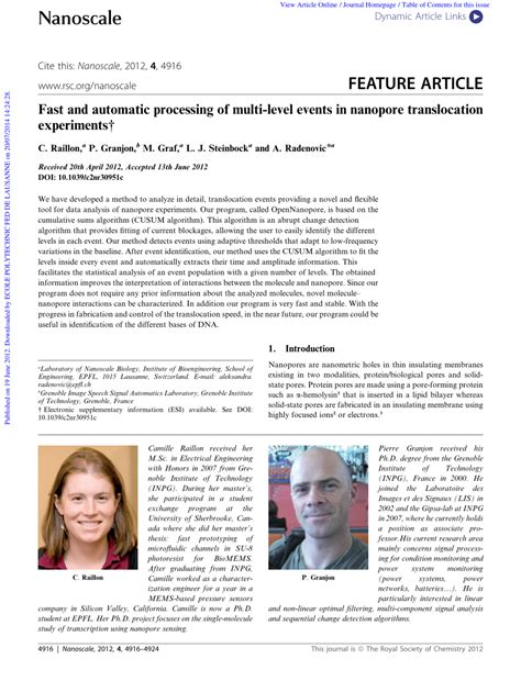 Pdf Fast And Automatic Processing Of Multi Level Events In Nanopore