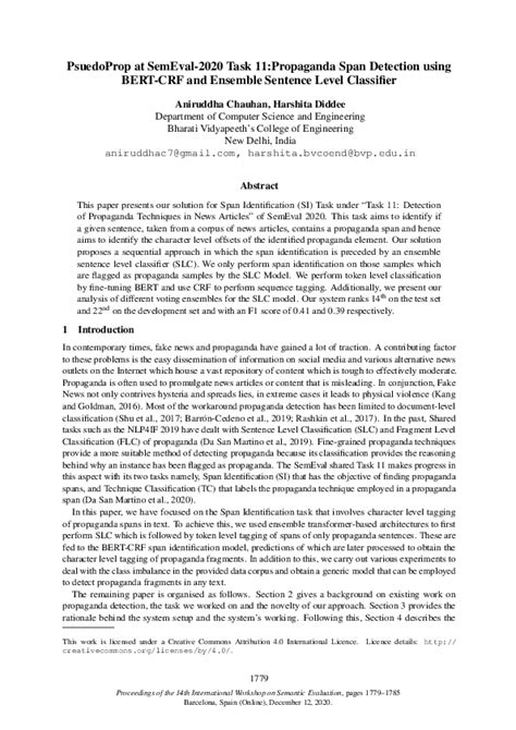 Pdf Psuedoprop At Semeval 2020 Task 11 Propaganda Span Detection