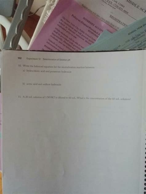 Solved Experiment 12 Determination Of Solution PH Questions Chegg Com