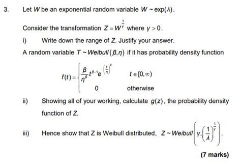 solved 3 let w be an exponential random variable w ~exp 2