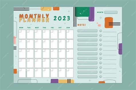 Free Vector Flat 2023 Monthly Planner Calendar Template