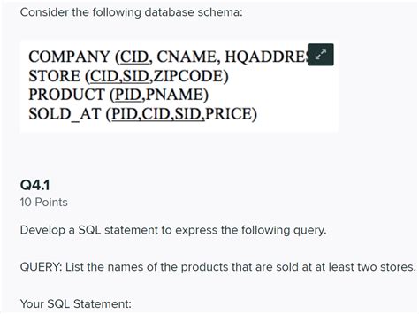 solved consider the following database schema company cid