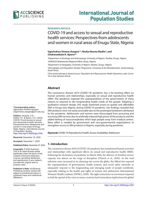 PDF COVID And Access To Sexual And Reproductive Health Services Perspectives From