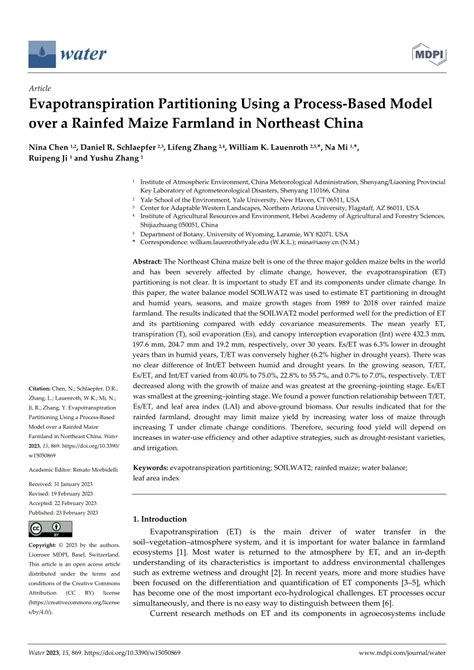 Pdf Evapotranspiration Partitioning Using A Process Based Model Over